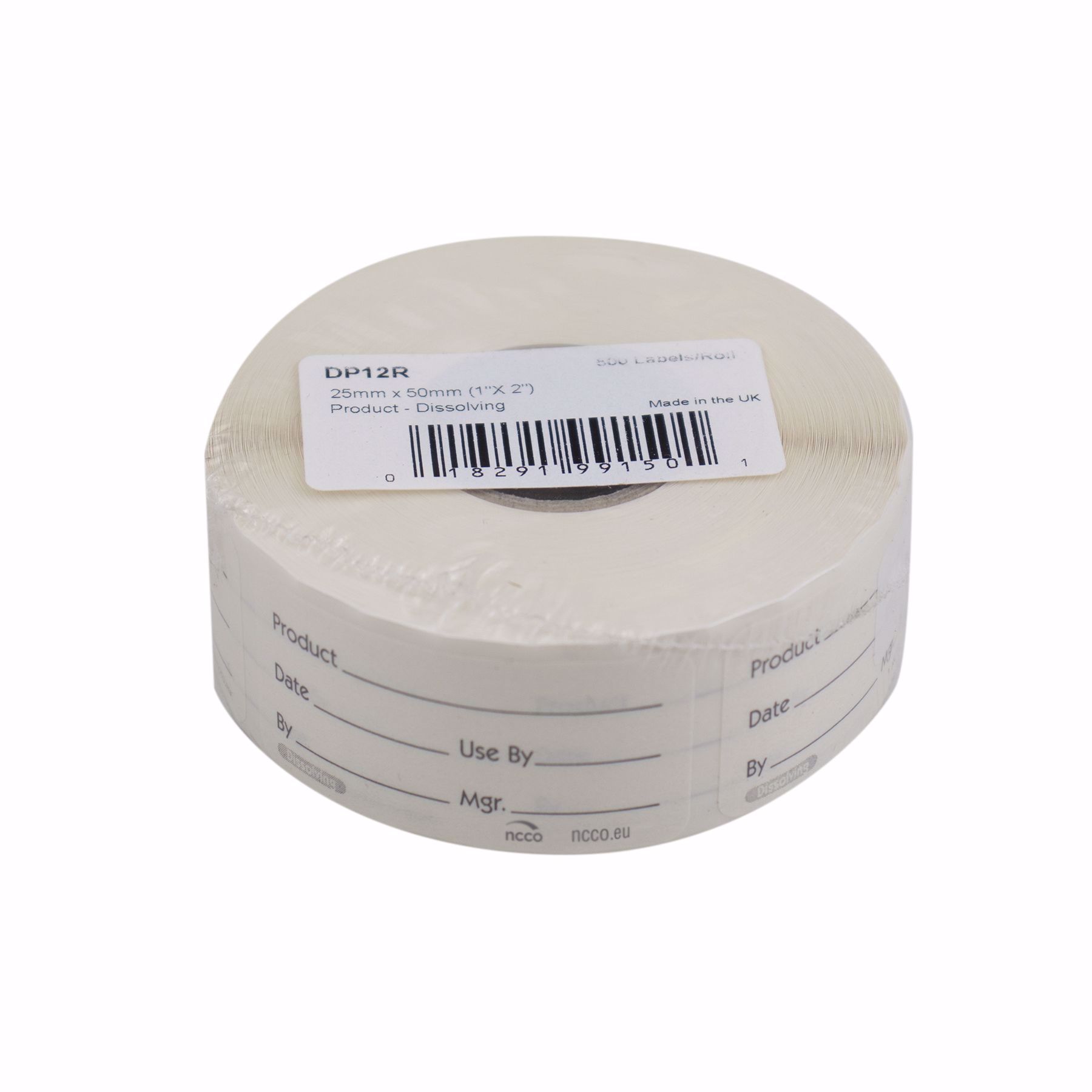 NCCO International Limited. 25mm (1") English Dissolving Product Label