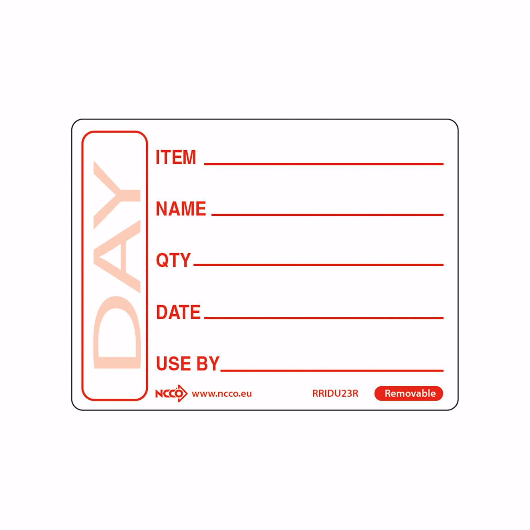 NCCO International Limited. 49mm (2") English Removable Use By Label